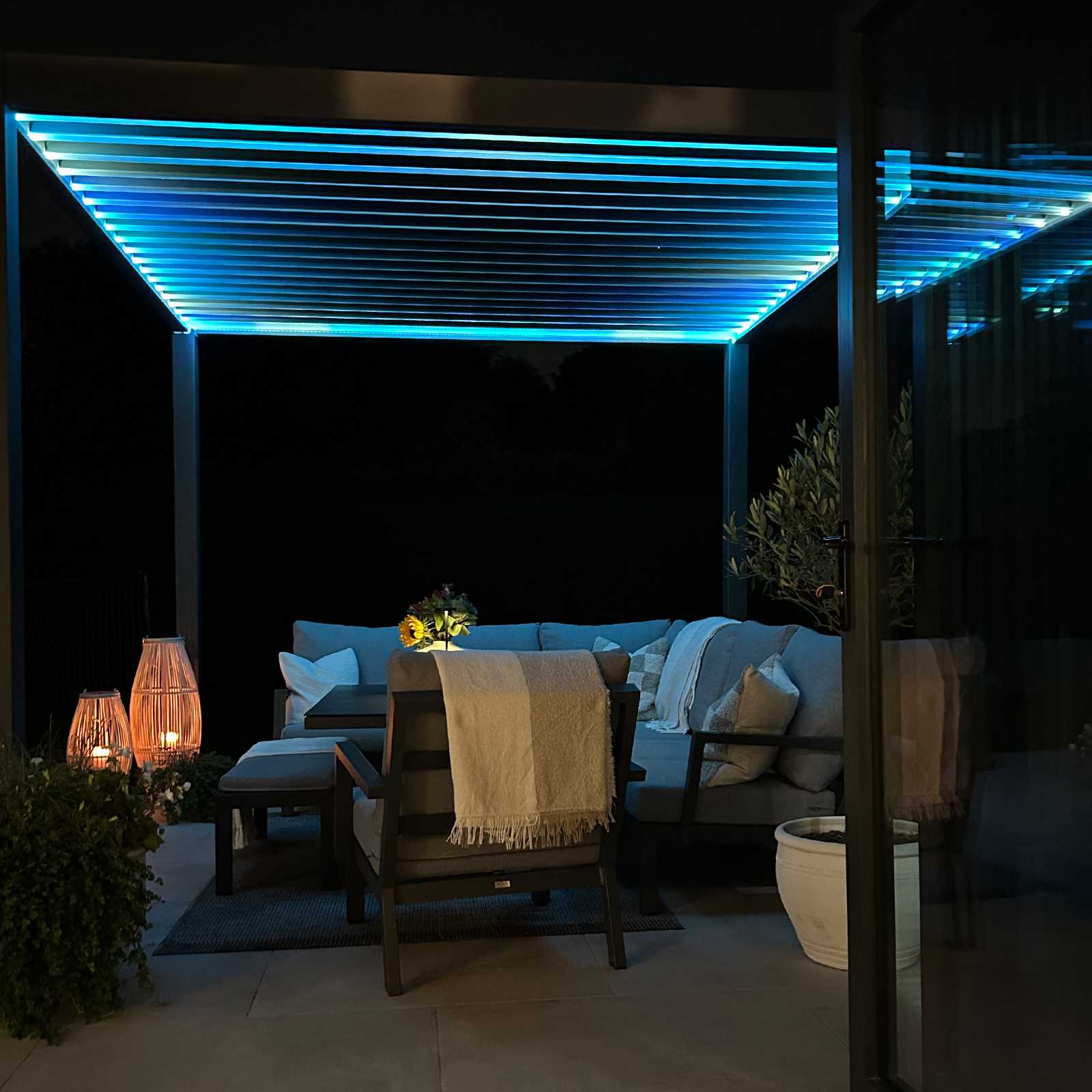 Nova - Titan 3m x 3m Square LED Pergola in Grey