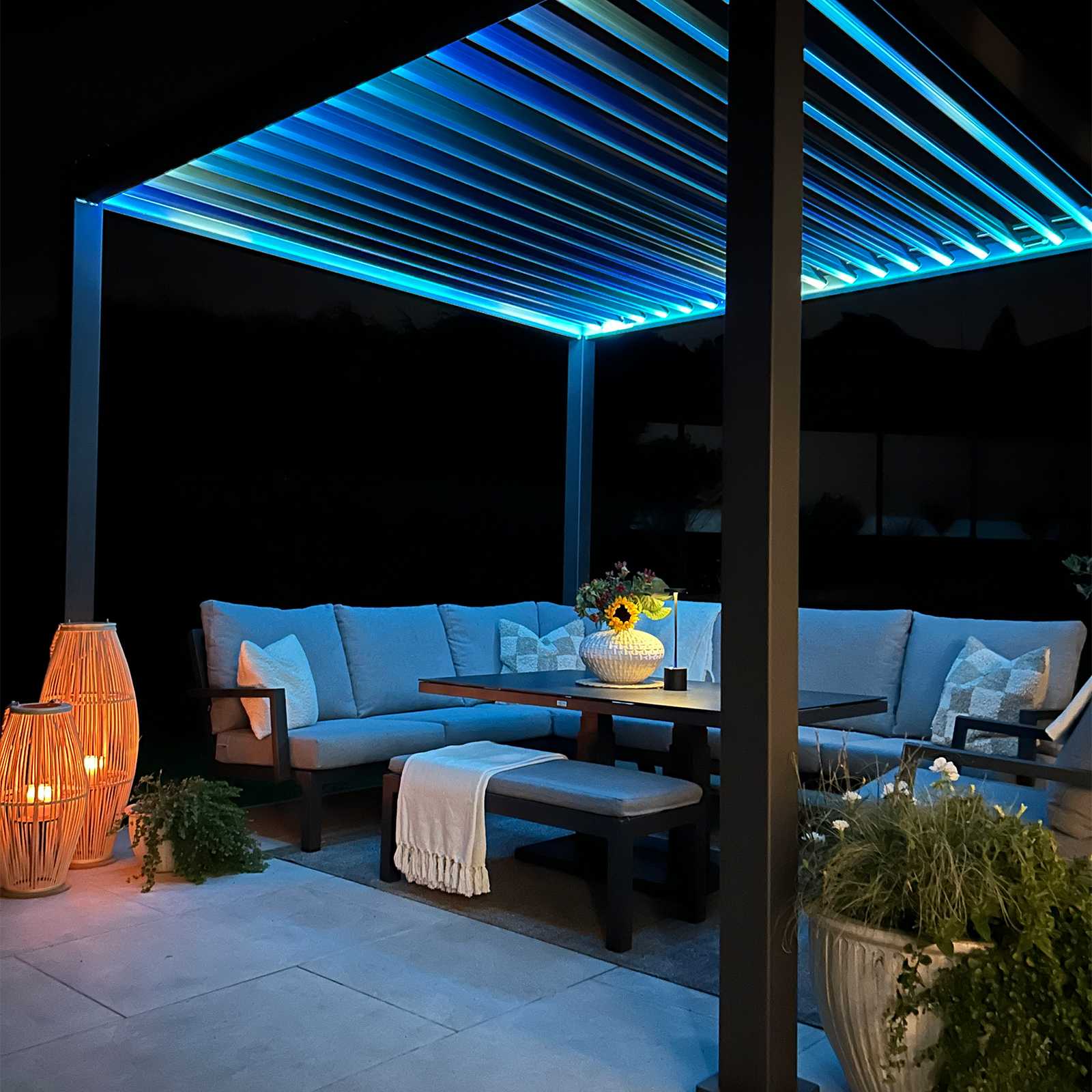 Nova - Titan 3m x 3m Square LED Pergola in Grey
