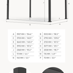 Nova Titan Aluminium Pergola 4m X 3m Square Pebble